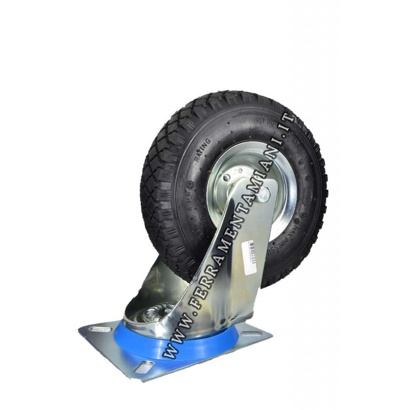 RUOTA PNEUMATICA 260 MM CON RULLI PIASTR A GIREVOLE RUINCAR ART ...