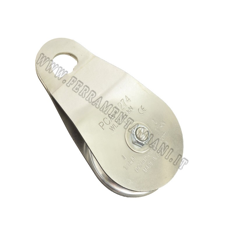 PULEGGIA SINGOLA IN INOX CON FLANGE ROTA NTI 2.200 KG ART. PCA-1274 7206